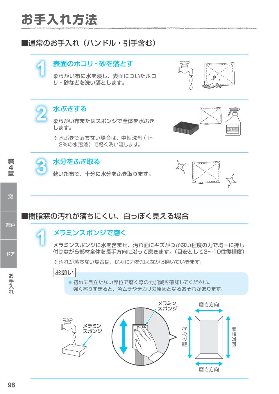 使い方・お手入れガイド｜APW ツーアクション窓(ID:20)｜お手入れ・調整方法 - YKK AP株式会社