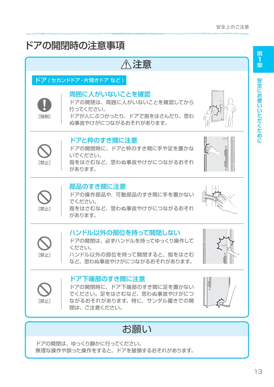 使い方・お手入れガイド｜テラスドアID:67｜安全にお使いいただくために - YKK AP株式会社