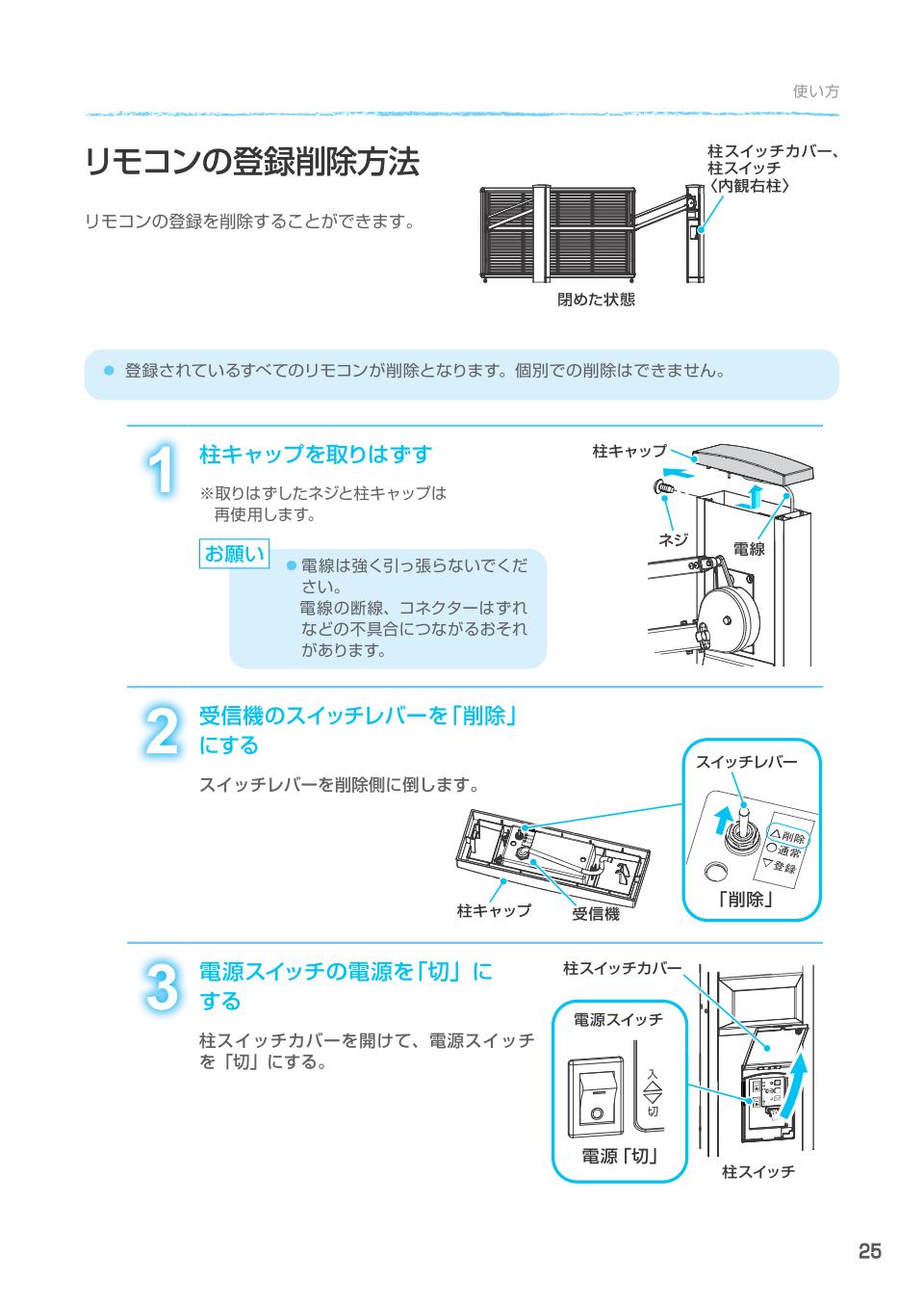 使い方・お手入れガイド｜アップゲート（電動タイプ）ID107｜使い方 - YKK AP株式会社