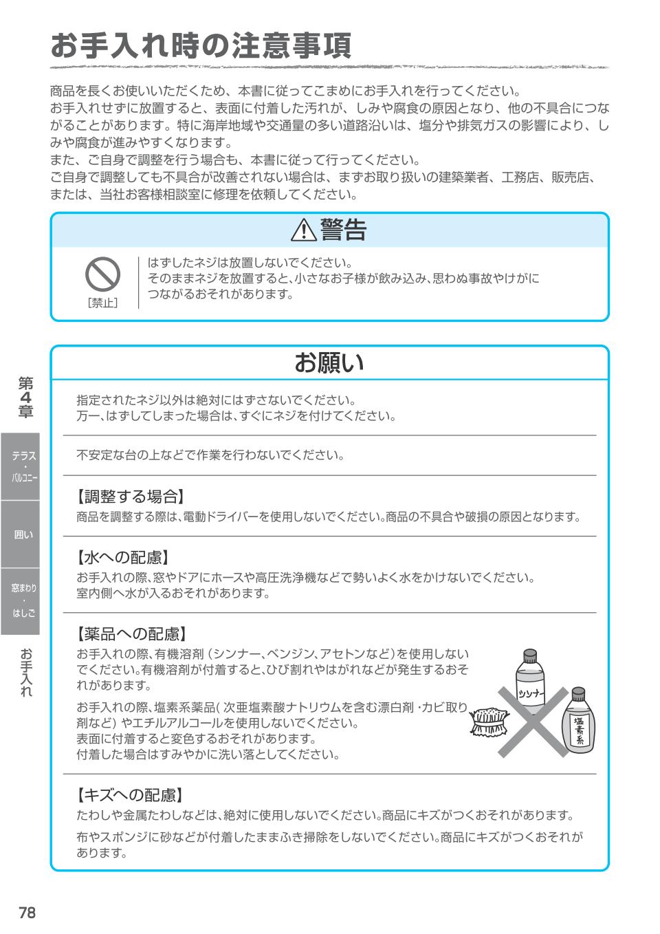 使い方・お手入れガイド｜壁かざりID250｜お手入れ・調整方法 - YKK AP株式会社