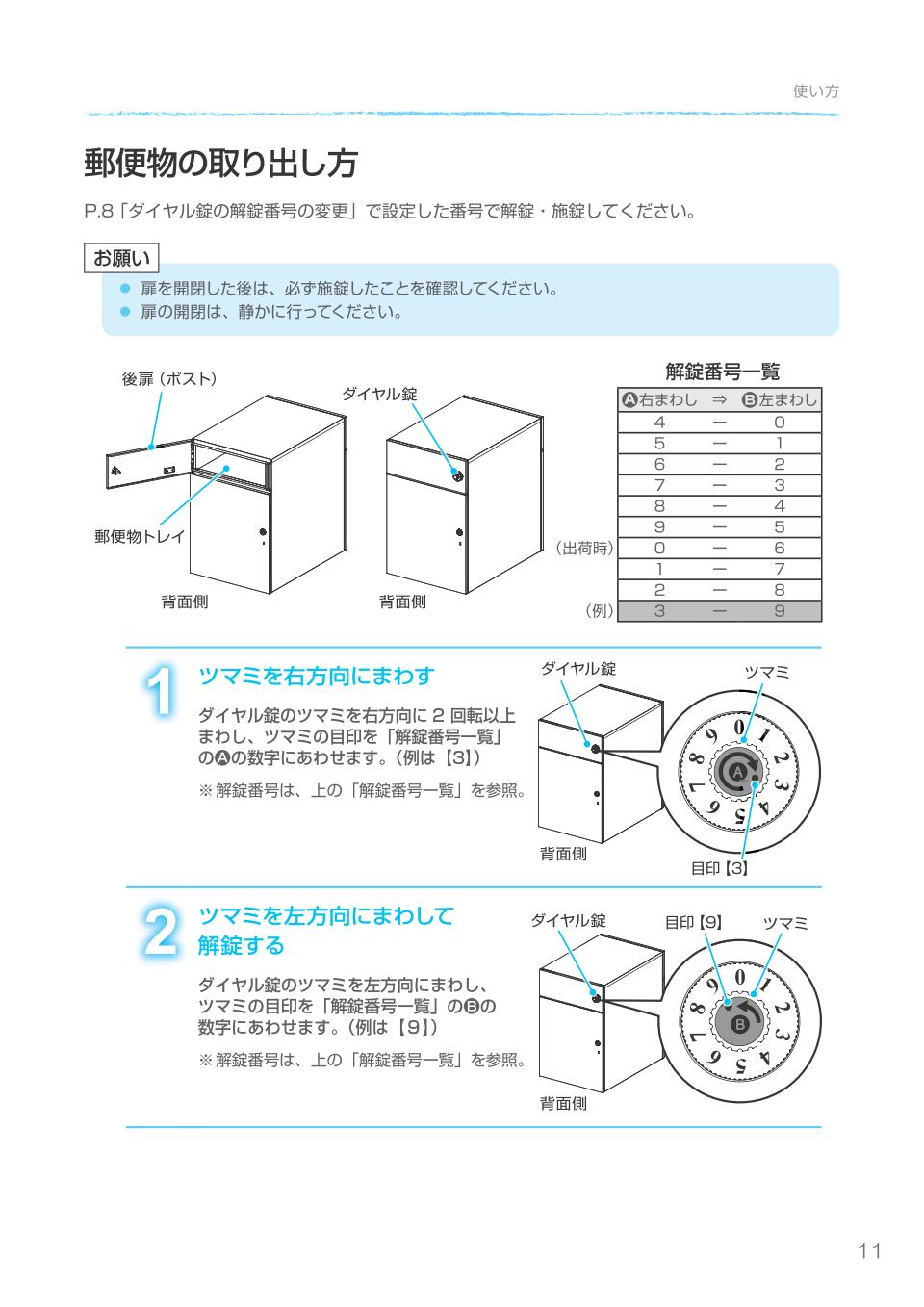 使い方・お手入れガイド｜宅配ポスト（前入れ後出し）ID260｜使い方 - YKK AP株式会社