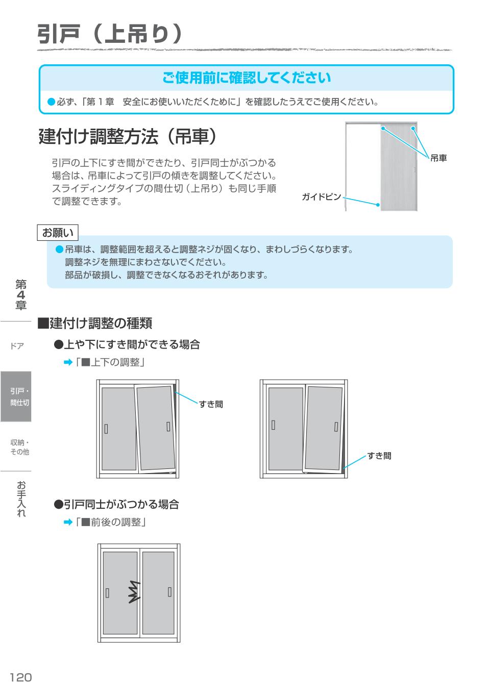 使い方・お手入れガイド｜室内引戸ID266｜お手入れ・調整方法 - YKK AP株式会社