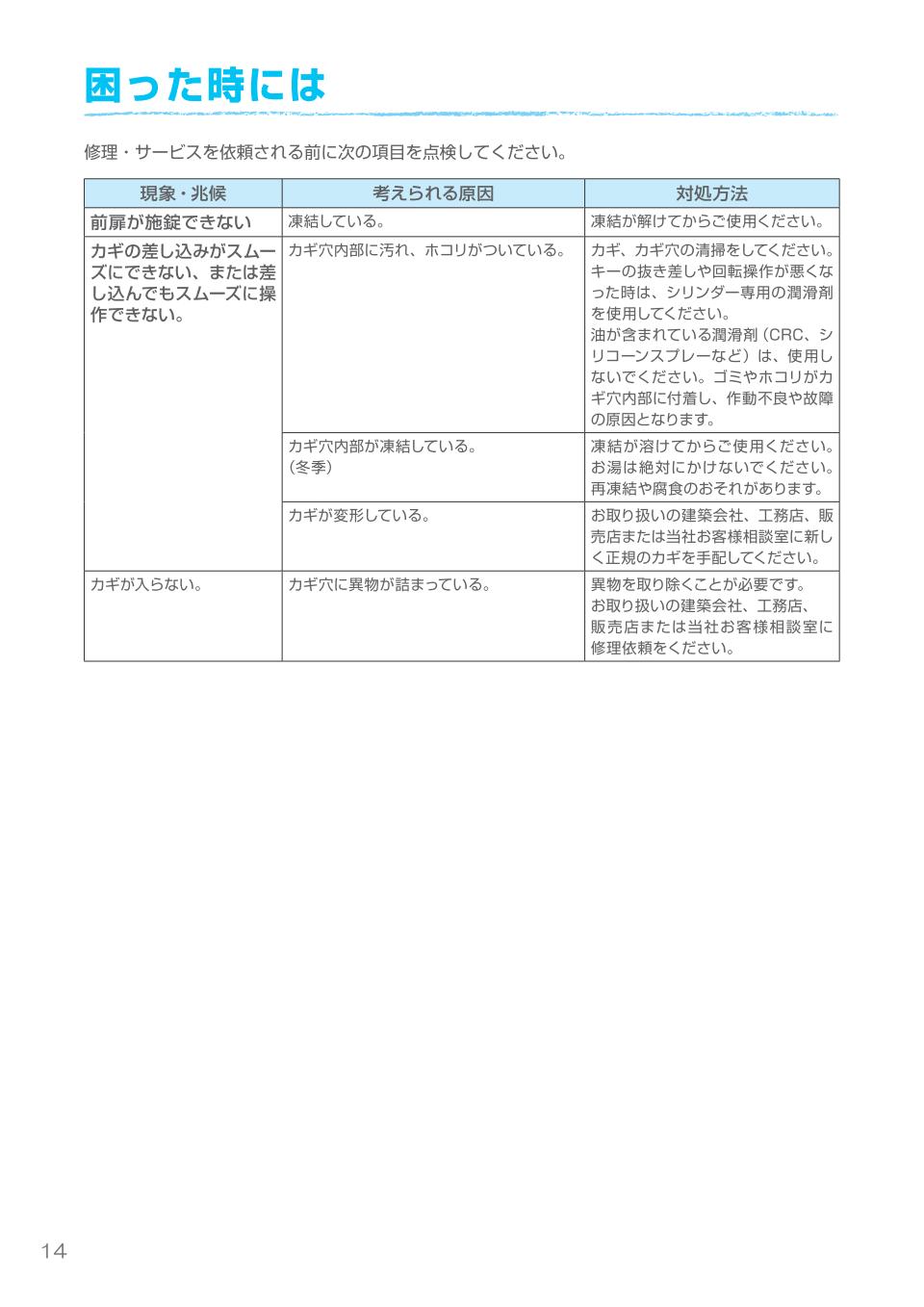 使い方・お手入れガイド｜宅配ボックスID149｜困った時には - YKK AP株式会社