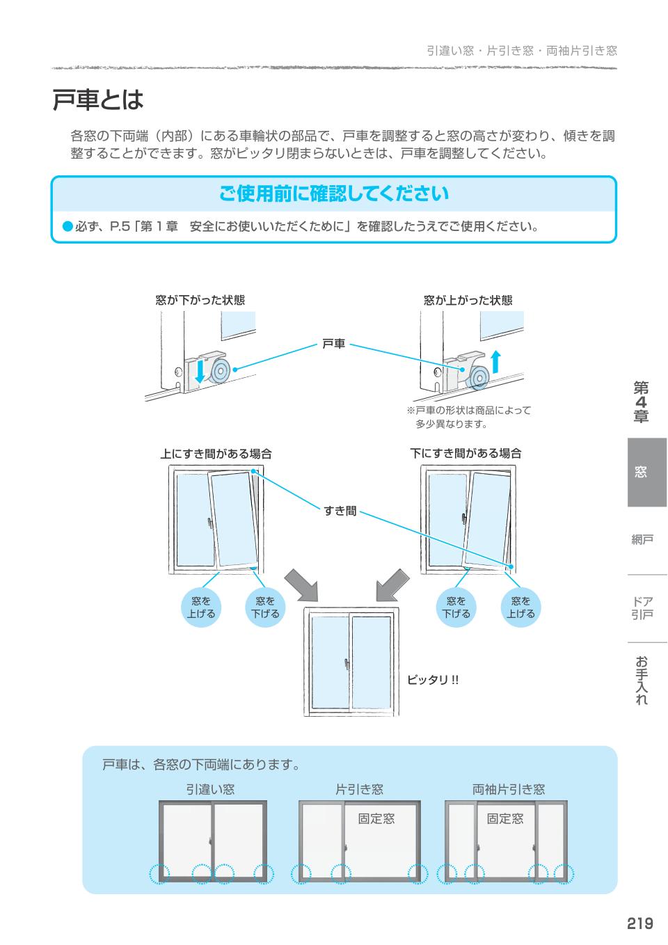 使い方・お手入れガイド｜引違い窓ID:29｜お手入れ・調整方法 - YKK AP株式会社
