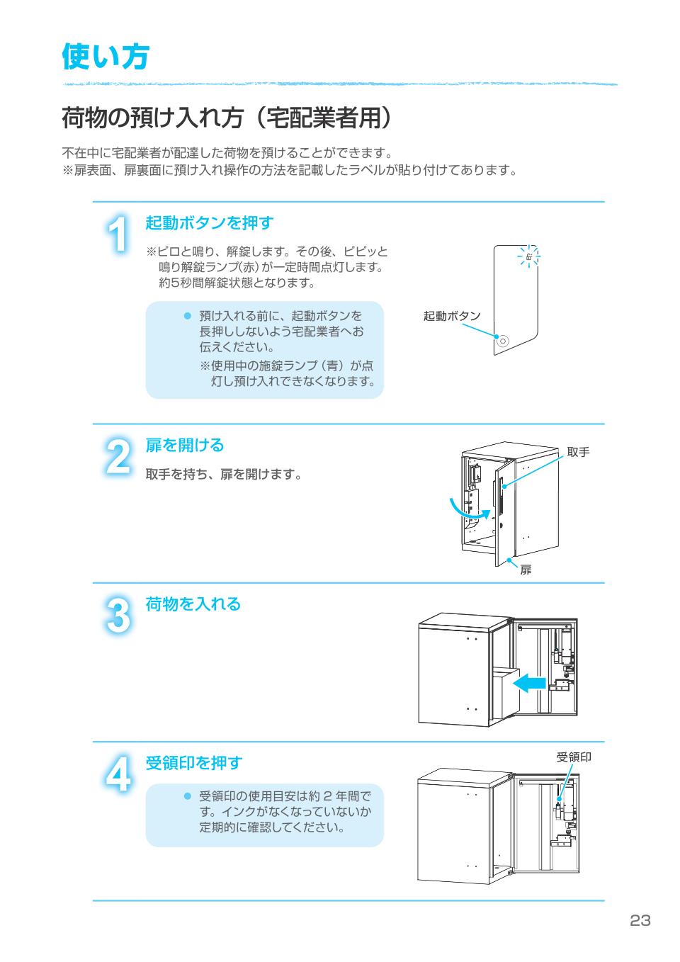 使い方・お手入れガイド｜宅配ボックス（ピタットKeyシステム）｜使い方 - YKK AP株式会社