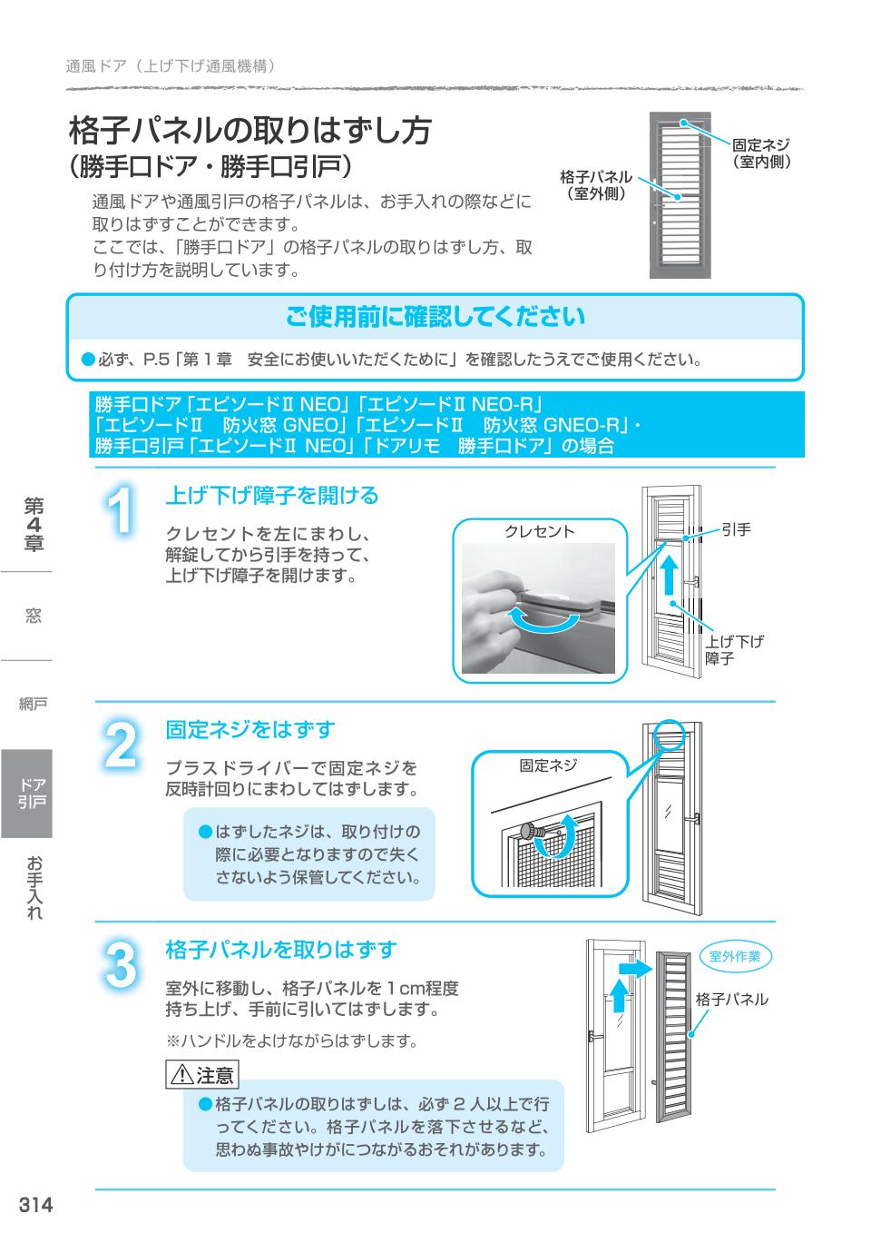 使い方・お手入れガイド｜通風ドアID121｜お手入れ・調整方法 - YKK AP株式会社