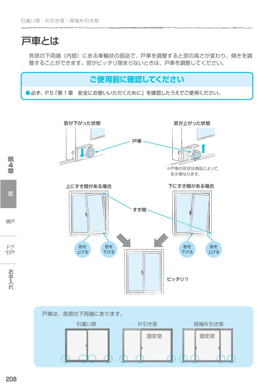 使い方・お手入れガイド｜引違い窓ID203｜お手入れ・調整方法 - YKK AP株式会社